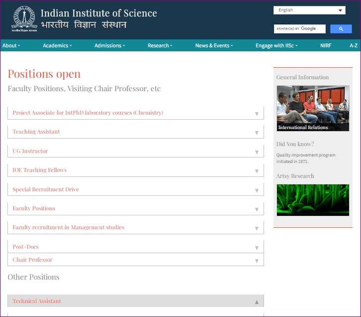 IISC Technical Assistant Recruitment 2022 For 100 Posts Notification And Apply Online