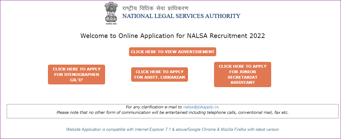 NALSA JSA & Steno Online Form 2022: Steno, Driver, JSA, Librarian ...