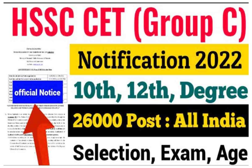 HSSC CET Group C Various Post Recruitment 2022 Notification Released ...