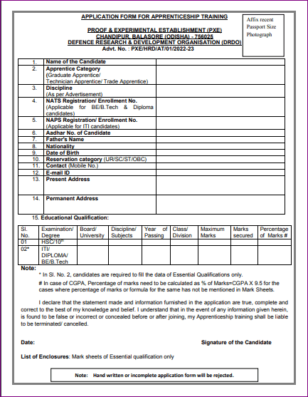 DRDO PXE Apprentice Recruitment 2022 Notification Released For ...