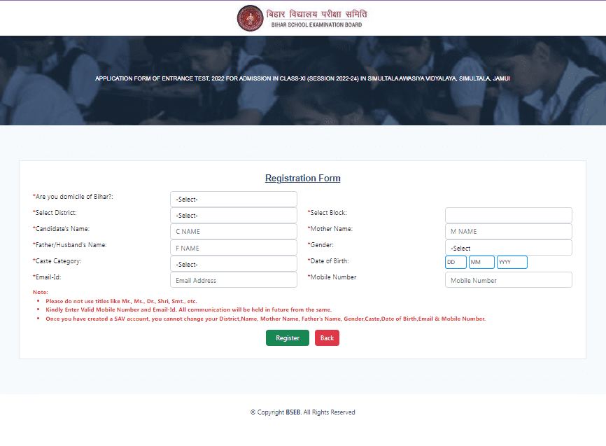 Simultala Awasiya Vidyalaya Class 11th Admission 2024 Online ...