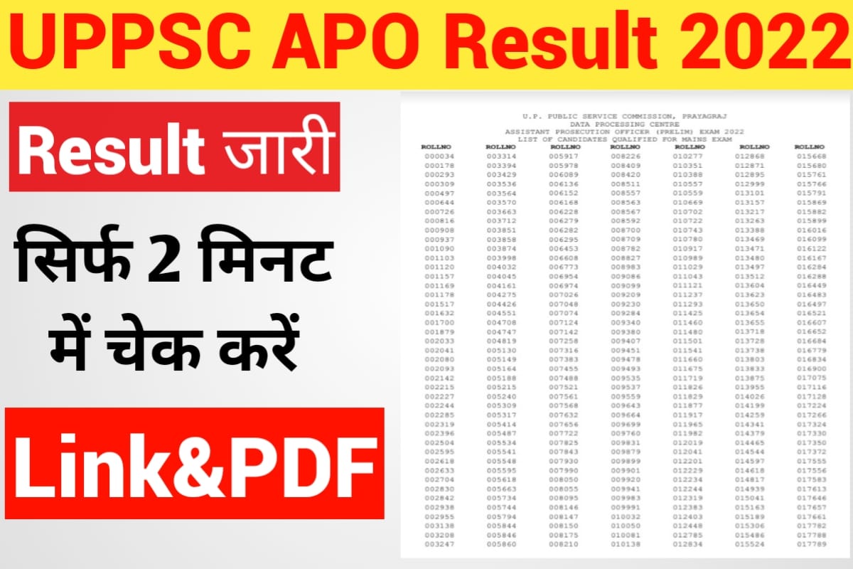 UPPSC APO Result 2022 Declared Uppsc.up.nic PDF Download Link
