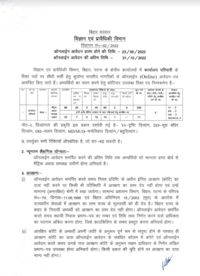 DST Bihar Recruitment 2022 Online Apply 309 Post, 10th Pass Vacancy