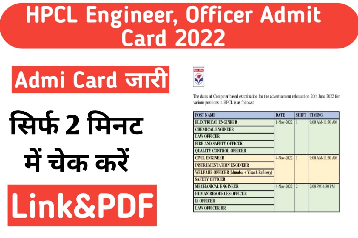 HPCL Engineer, Officer Admit Card 2022 (Released) Direct Link – How To ...