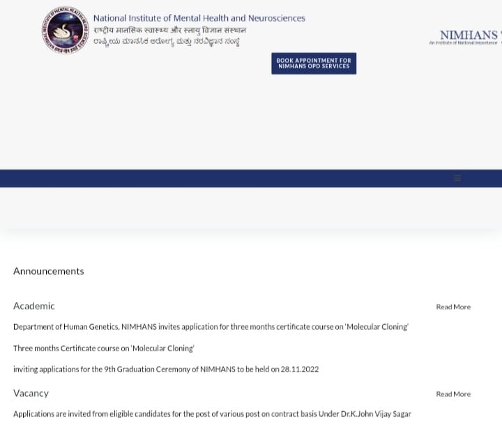 NIMHANS Recruitment 2022 - Apply Online For NIMHANS Careers At Nimhans ...
