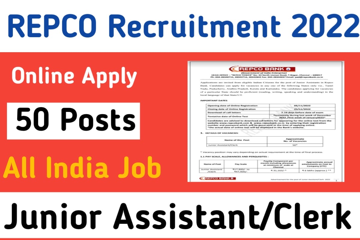 REPCO Bank Recruitment 2022 – Apply Online For Latest 50 Junior ...