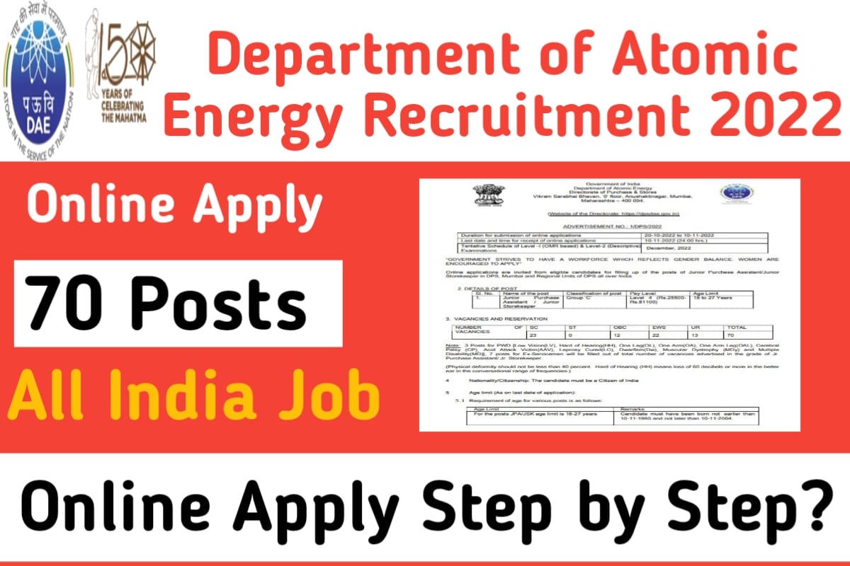 Department Of Atomic Energy Recruitment 2022 : Notification Out, Last ...