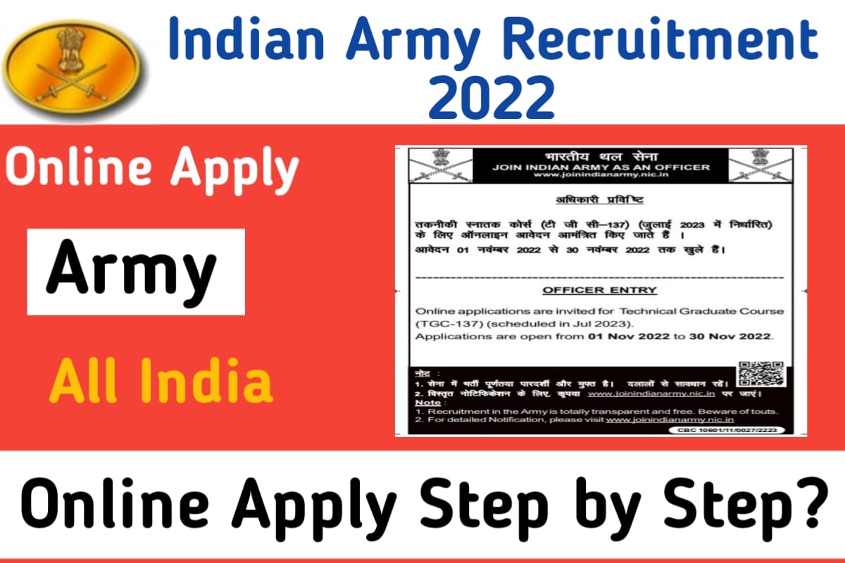 Indian Army Recruitment 2022 Online Apply - भारतीय सेना में (टीजीसी-136 ...
