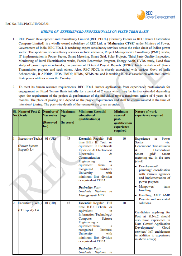 RECPDCL Recruitment 2023; Notification Released For 60 Posts, Apply Online