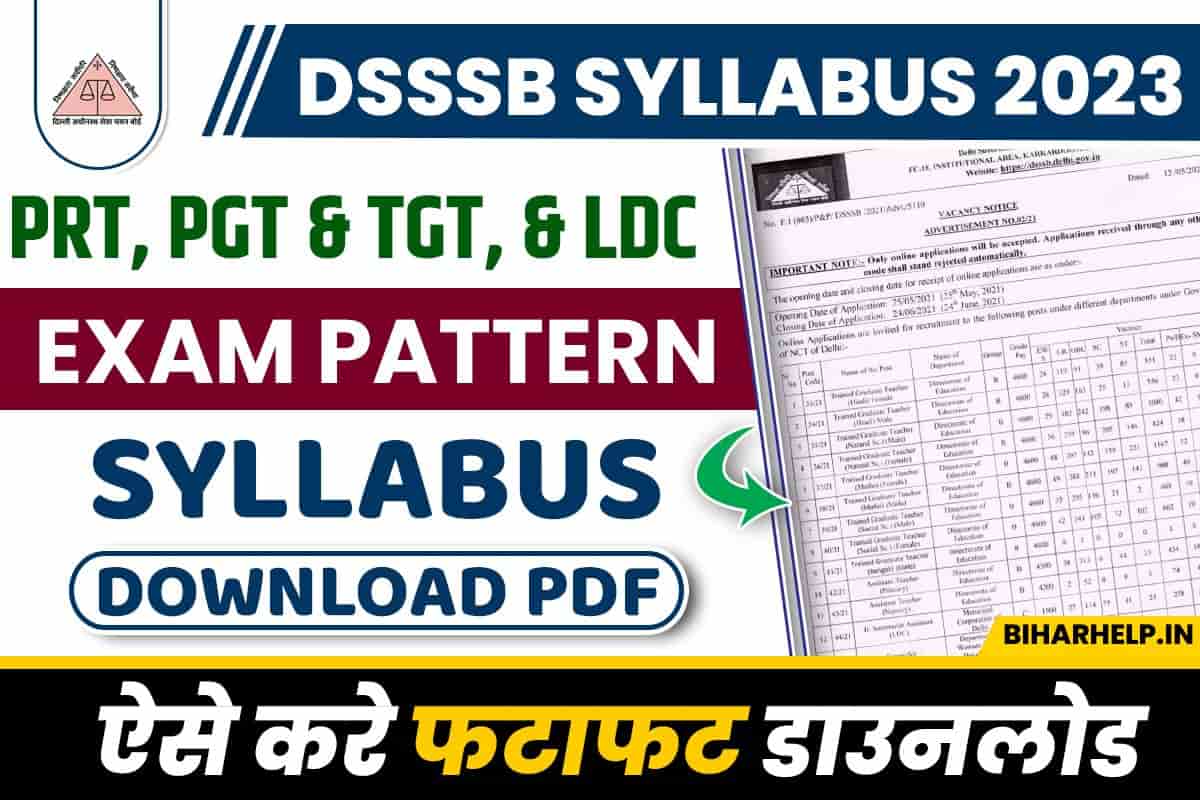 DSSSB Syllabus 2023 For PRT, PGT & TGT, & LDC Detailed Exam Pattern And ...