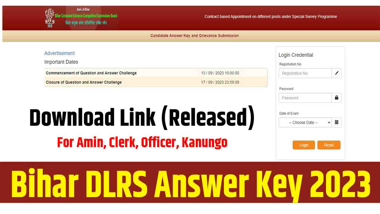 Bihar DLRS Answer Key 2023 Download Link (Released) For Amin, Clerk ...