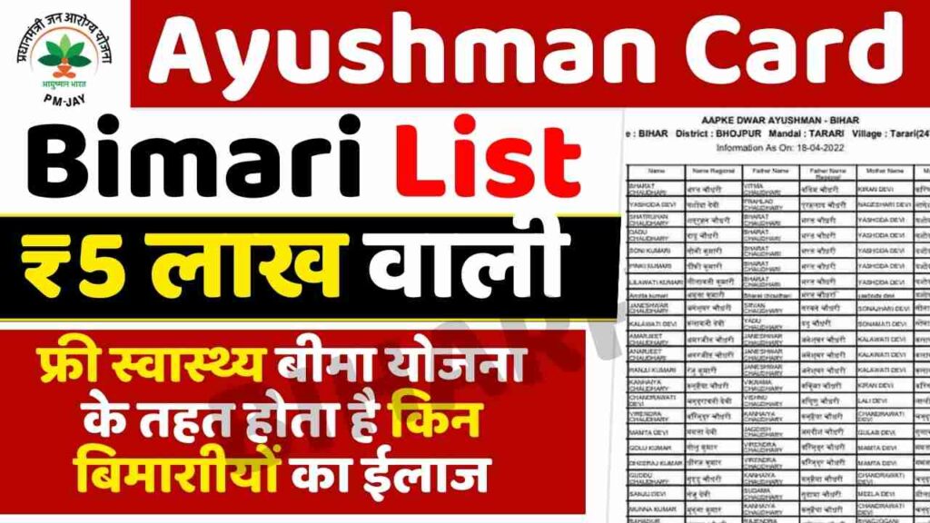 Ayushman Card Bimari List: ₹ 5 लाख वाली फ्री स्वास्थ्य बीमा योजना के ...
