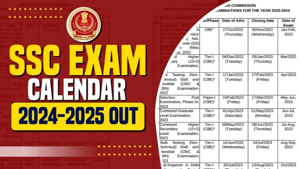 SSC Exam Calendar 2024-25 PDF Download Link (Released) - How To Check ...