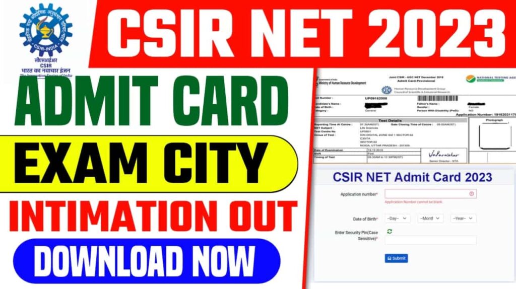 CSIR NET Exam Admit Card 2023 Download Direct Link (Released) - JOINT CSIR-UGC NET DECEMBER-2023 ...