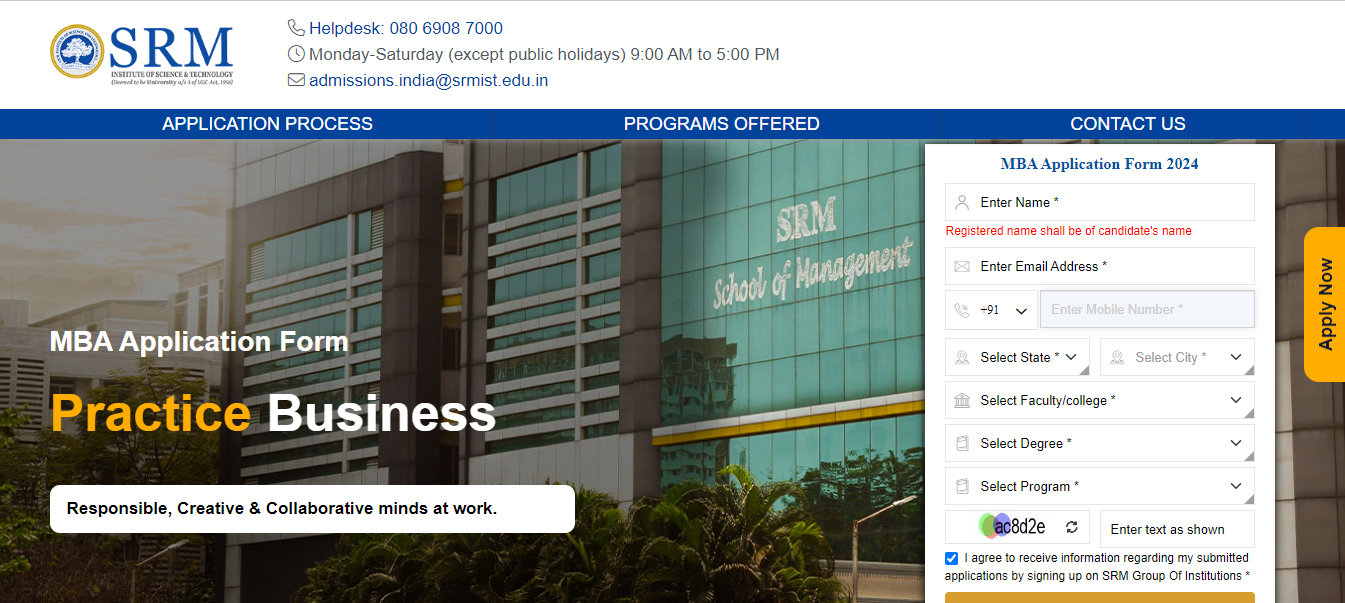 SRMJEEM 2024 | SRM University MBA Online Apply Link (Active), Check ...