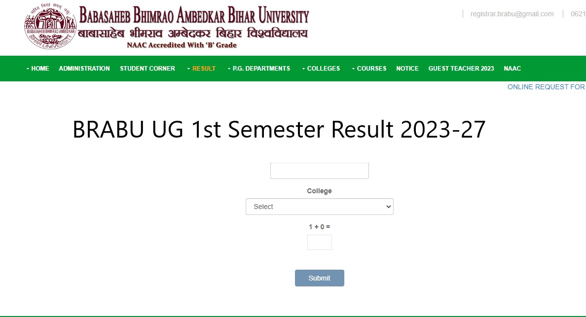 BRABU Part 1 Result 2024 Download Link (Out) For BA, B.Sc. & B.Com (Session:2023-27) | BRABU UG ...