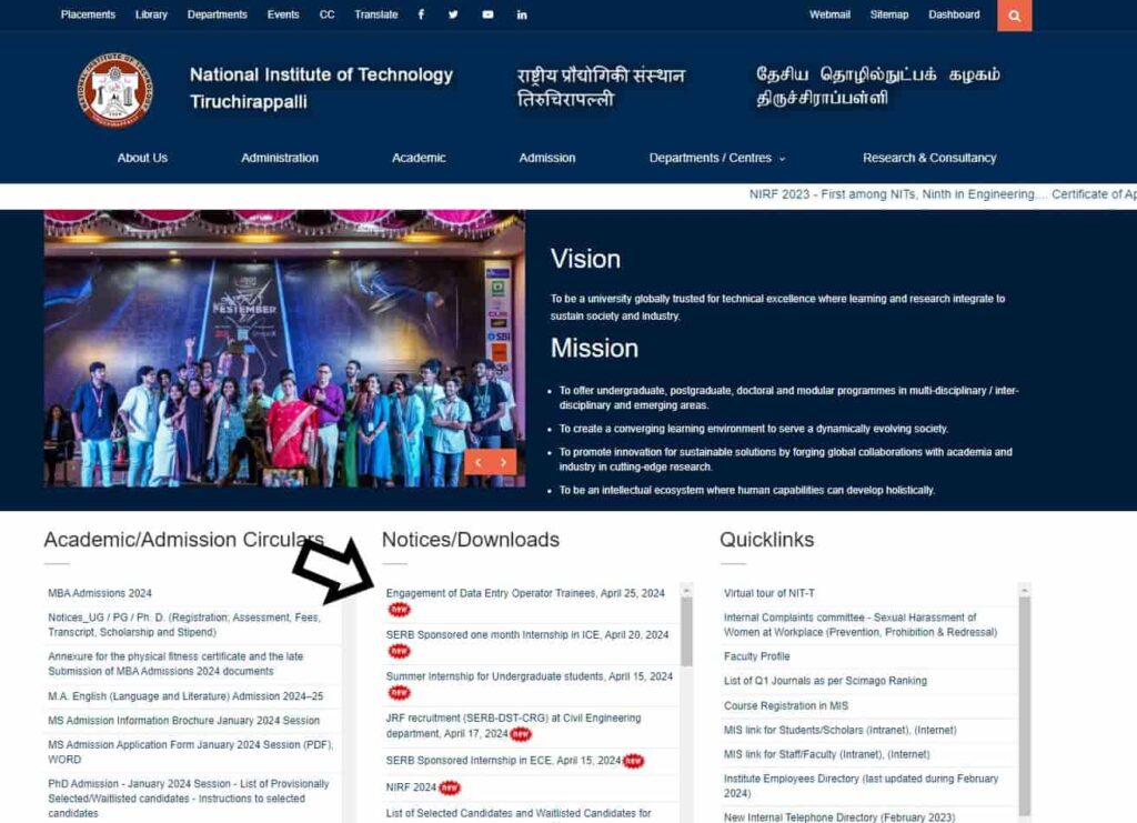 NIT Trichy Recruitment 2024 Apply Online For 10 Data Entry Operator Post