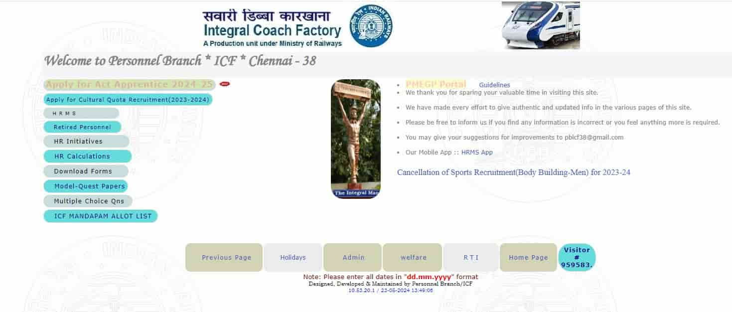 Integral Coach Factory Chennai Recruitment 2024 Apply Online For 1010 Apprentice Vacancies