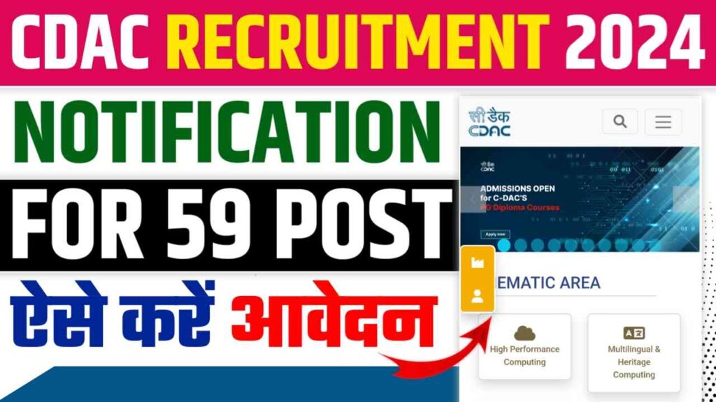 CDAC Recruitment 2024 Apply Online For 59 Project Manager & Project ...