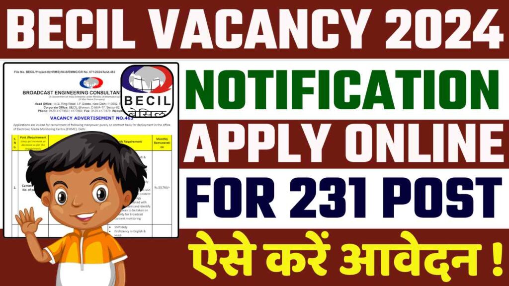 BECIL Vacancy 2024 Apply Online For 231 Content Auditor, Monitor And ...