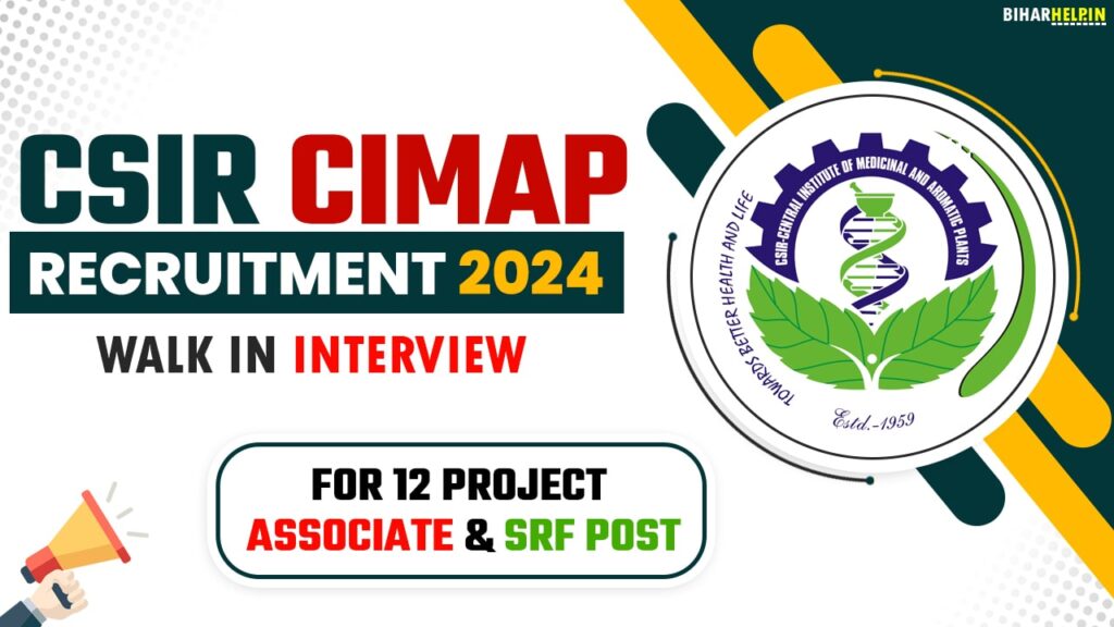 CSIR CIMAP Recruitment 2024 Walk In Interview For 12 Project Associate ...