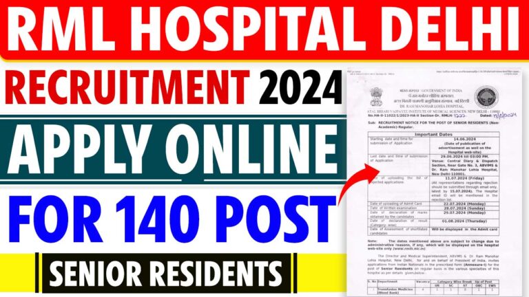 RML Hospital Delhi Recruitment 2024 Apply For 140 Senior Residents Post