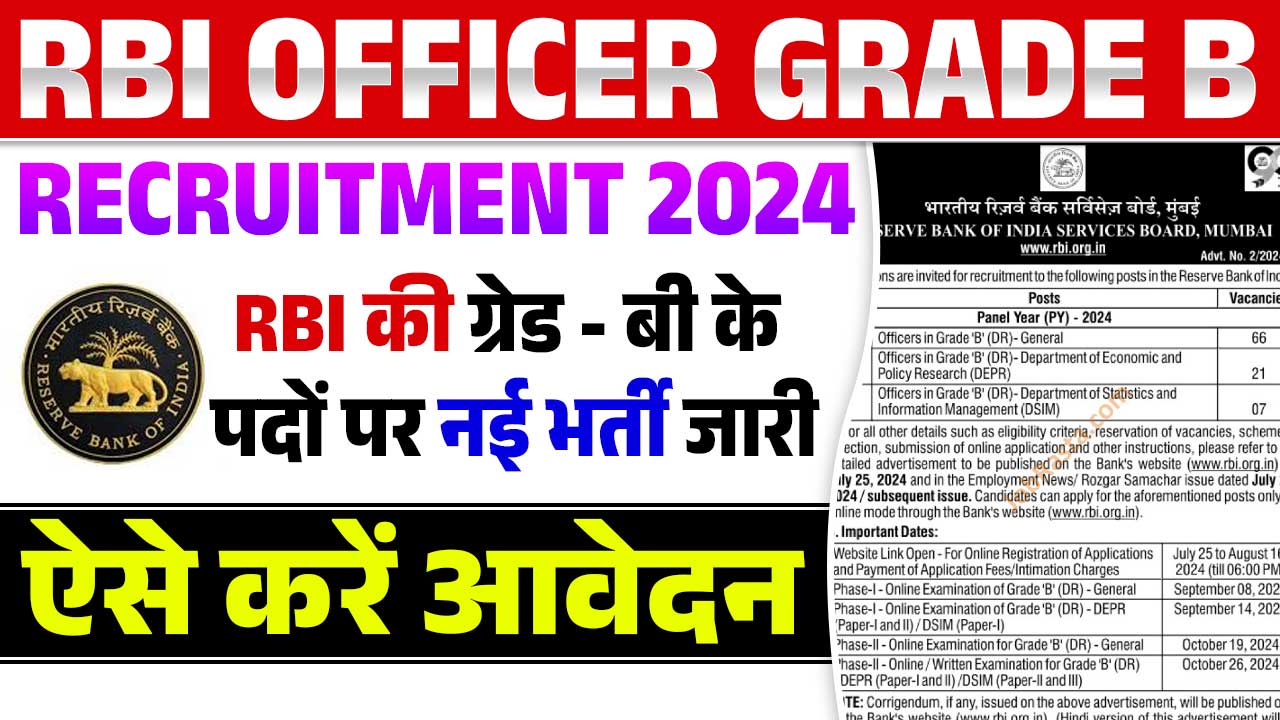 RBI Officer Grade B Recruitment 2024 Notification Out For 94 Post ...
