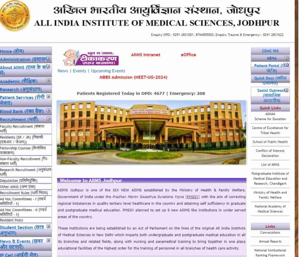 AIIMS Jodhpur Recruitment 2024 Walk In Interview For 89 Senior Resident Post