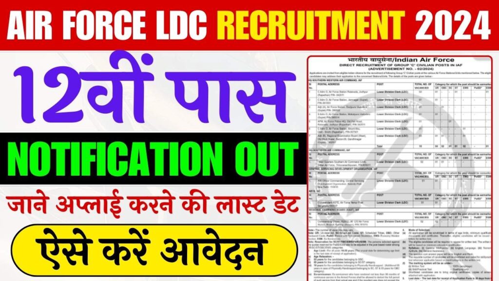 Air Force LDC Recruitment 2024: 12वीं पास युवाओं के लिए इंडियन एअर ...