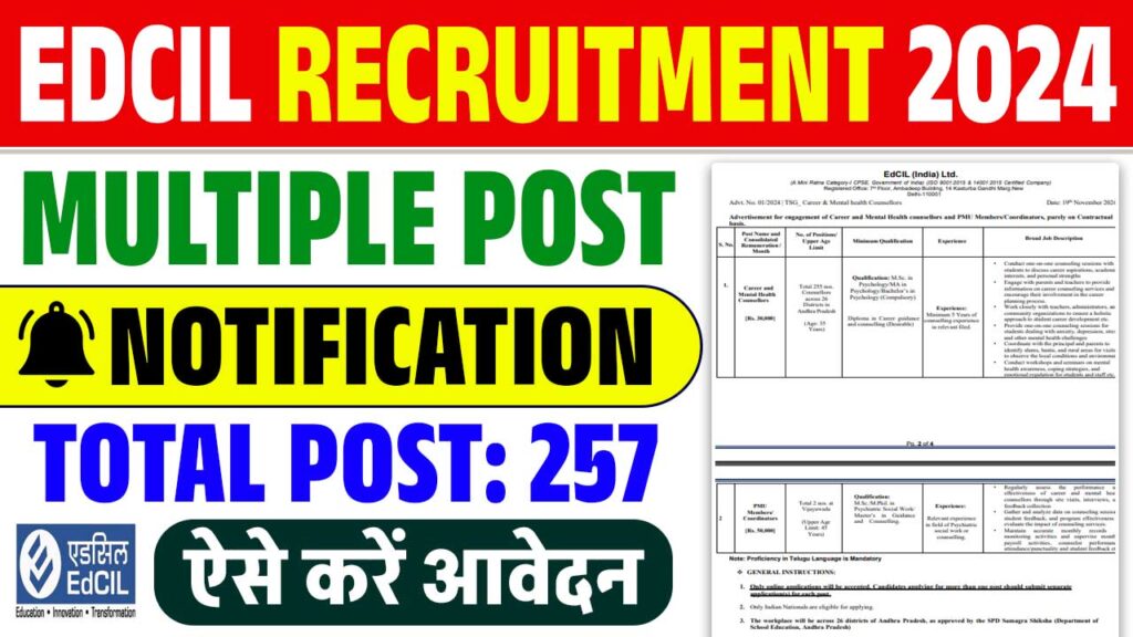 EdCIL Recruitment 2024 Notification Apply Online For 257 CMH ...