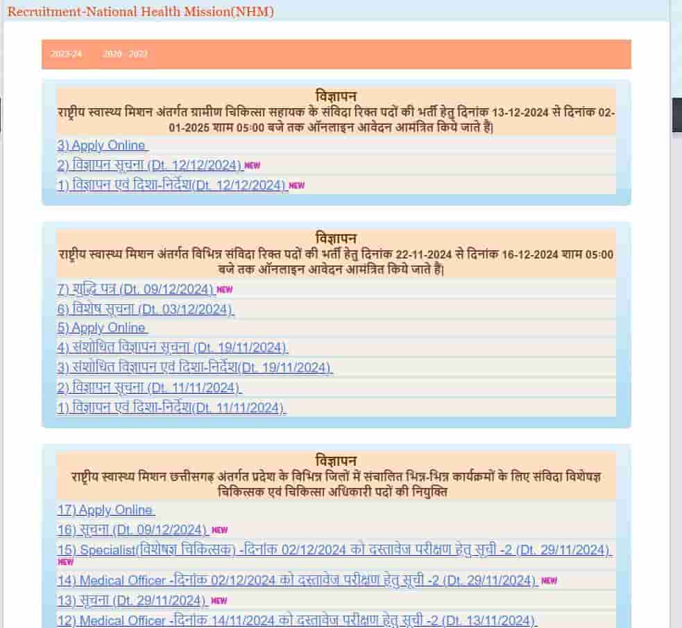 NHM Chhattisgarh Vacancy 2024 Apply Online For 157 Rural Medical ...