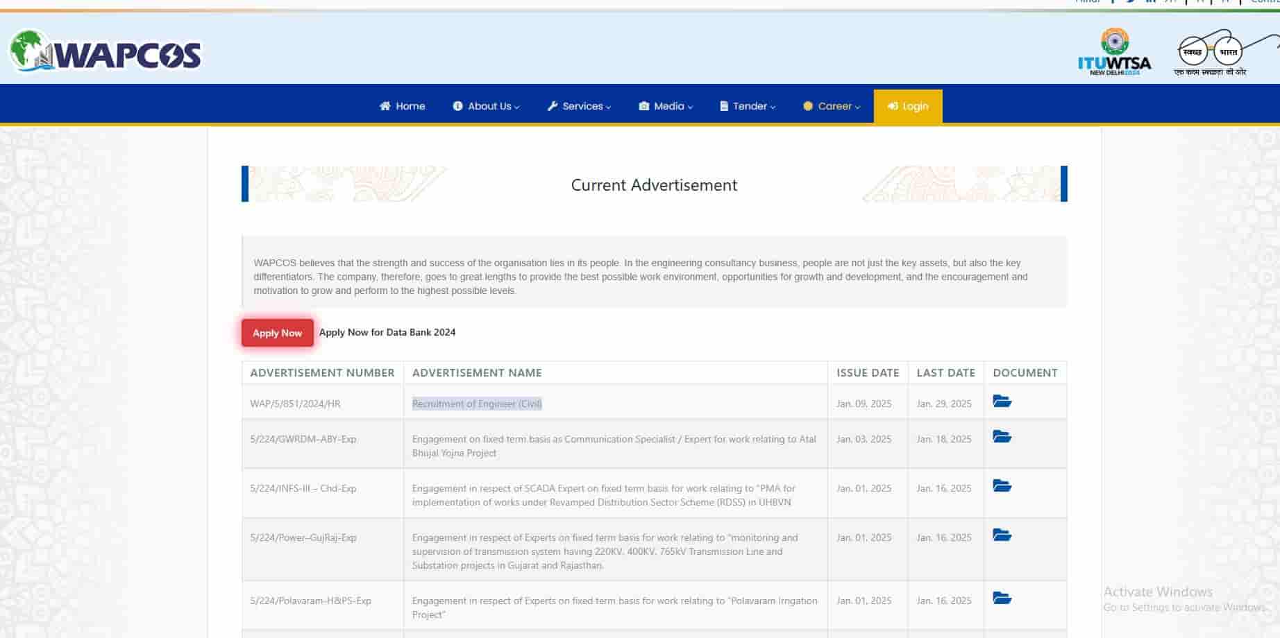 WAPCOS Limited Engineer Recruitment 2025 Apply For 29 Vacancies