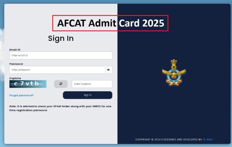 AFCAT Admit Card 2025 (OUT): Download Now AFCAT 1 Hall Ticket, Link ...