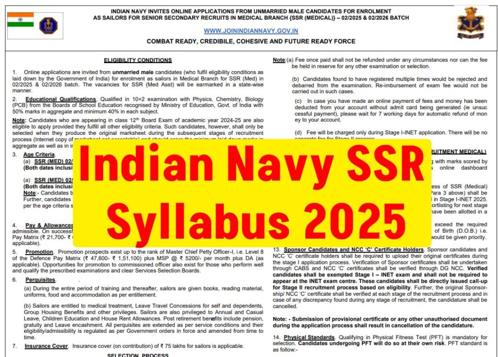 Indian Navy SSR Syllabus 2025: Exam Pattern, Topics For Agniveer SSR ...