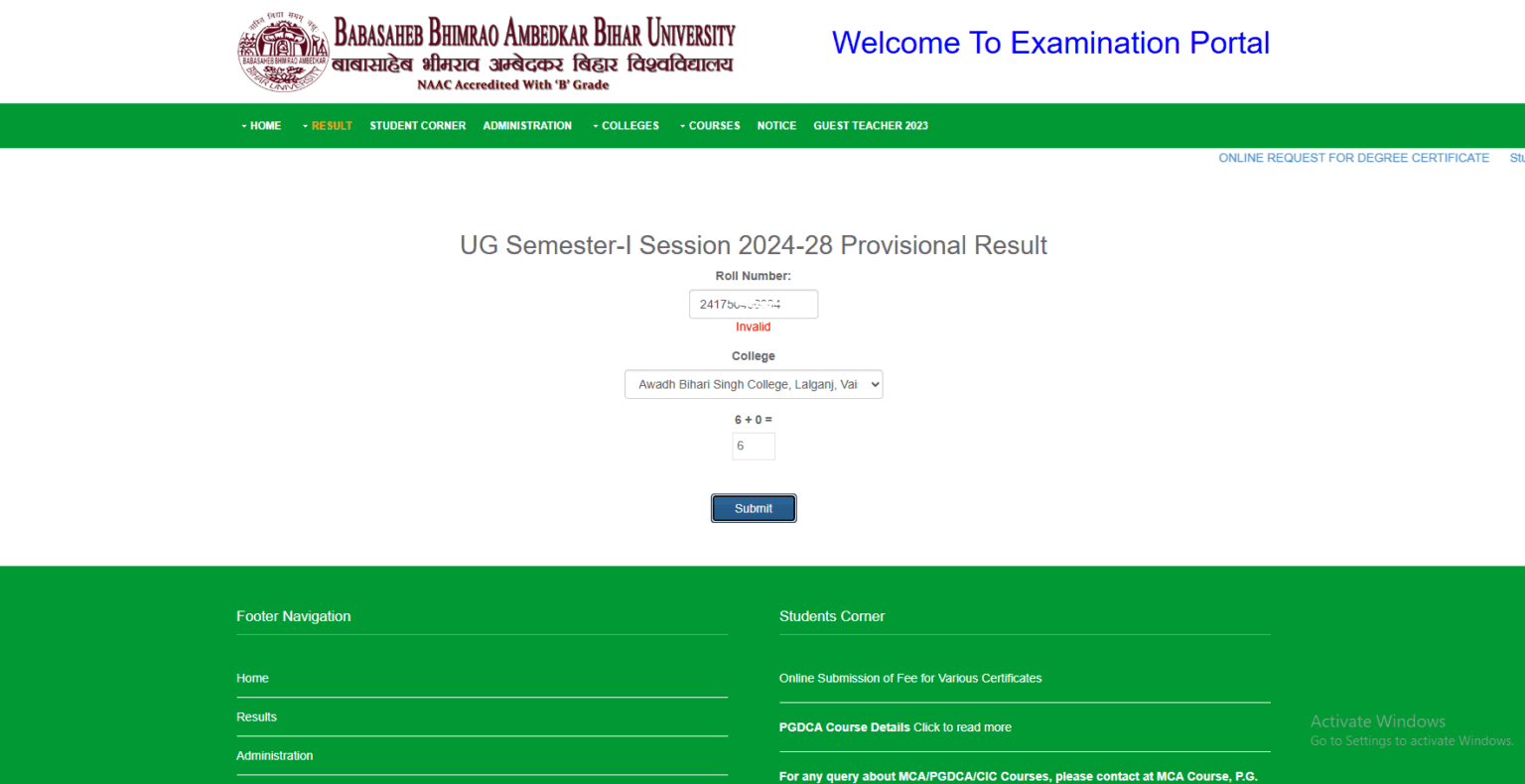 BRABU UG 1st Semester Result 2025 PDF Download (Out) - Bihar University 1st Semester Result ...