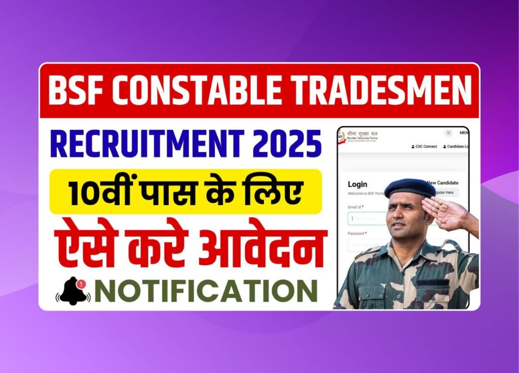 BSF Constable Tradesmen Recruitment 2025: Apply Online For 3588 Vacancies – 10th Pass Eligible