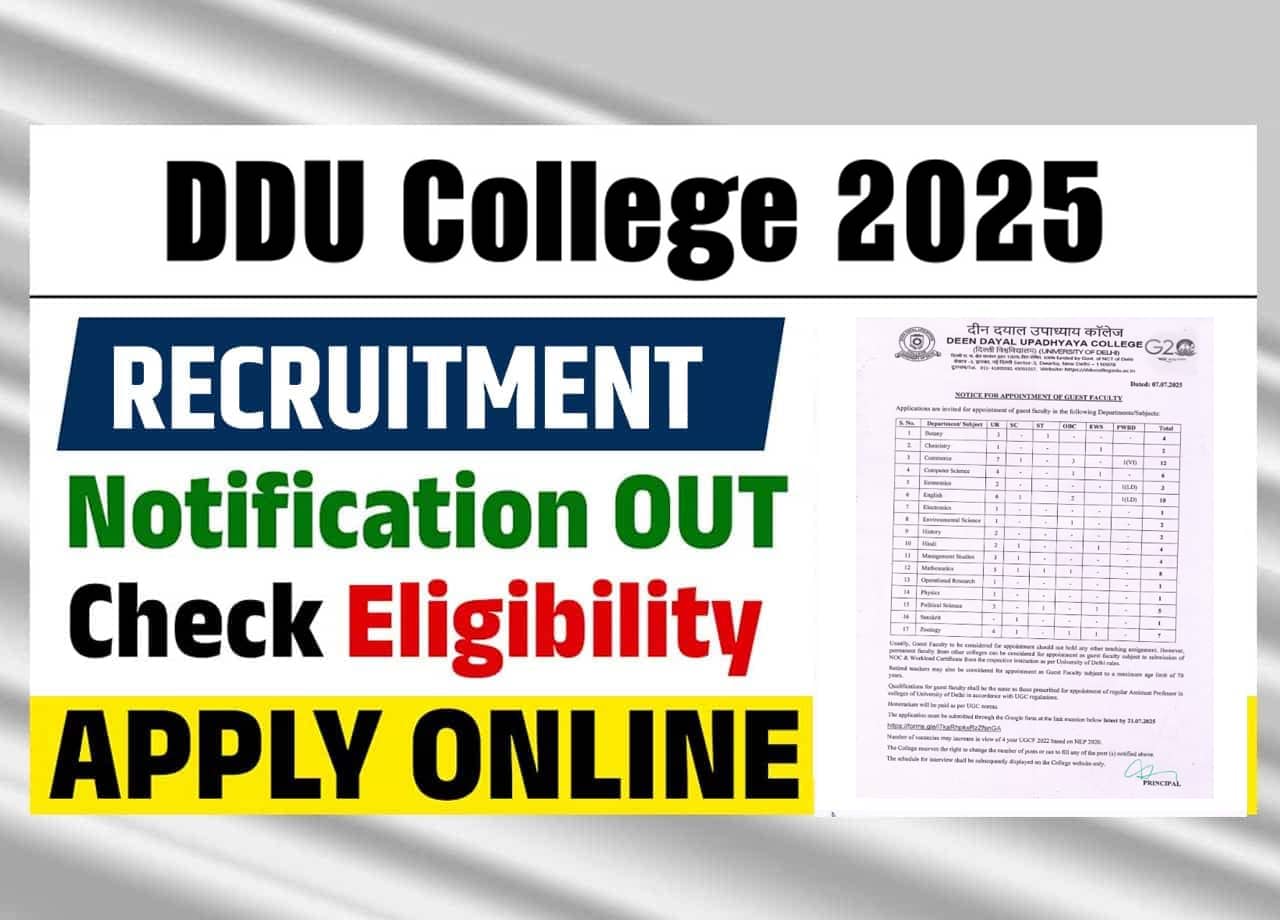 DDU College Recruitment 2025: Apply Online For 73 Guest Faculty Posts