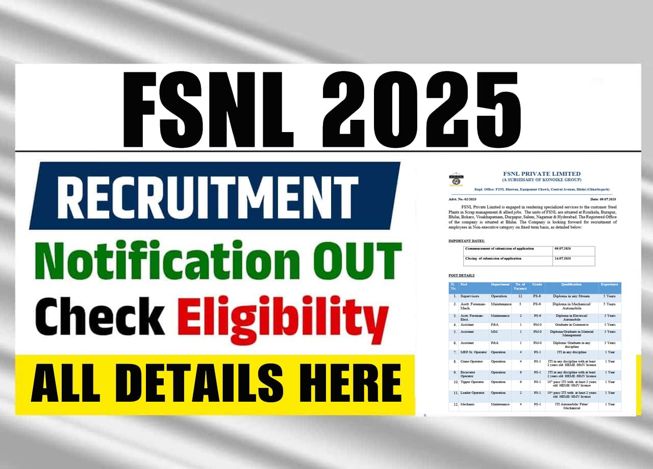 FSNL Recruitment 2025: Apply For 50 Non-Executive Posts – Eligibility ...