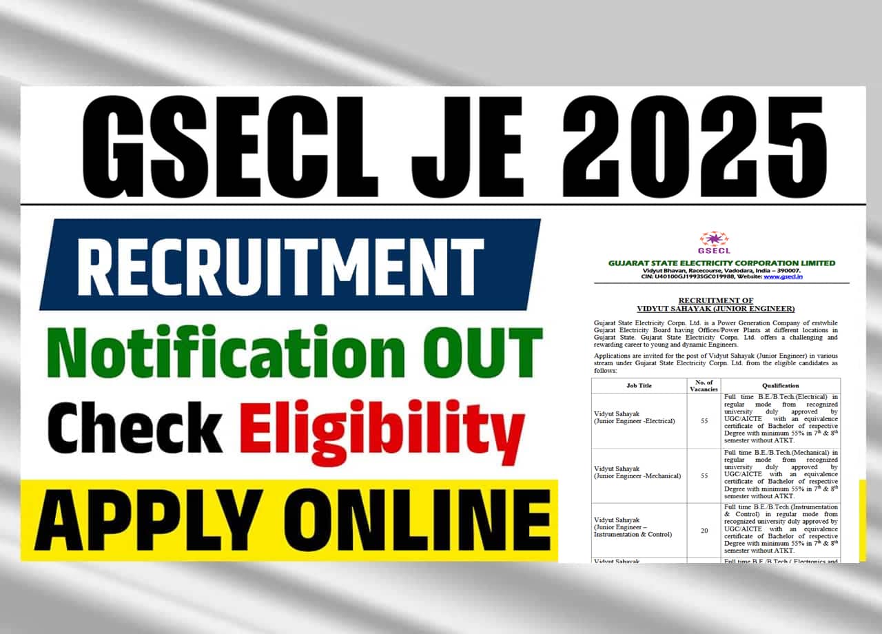 GSECL JE Recruitment 2025 - Check Eligibility, Selection Process And ...